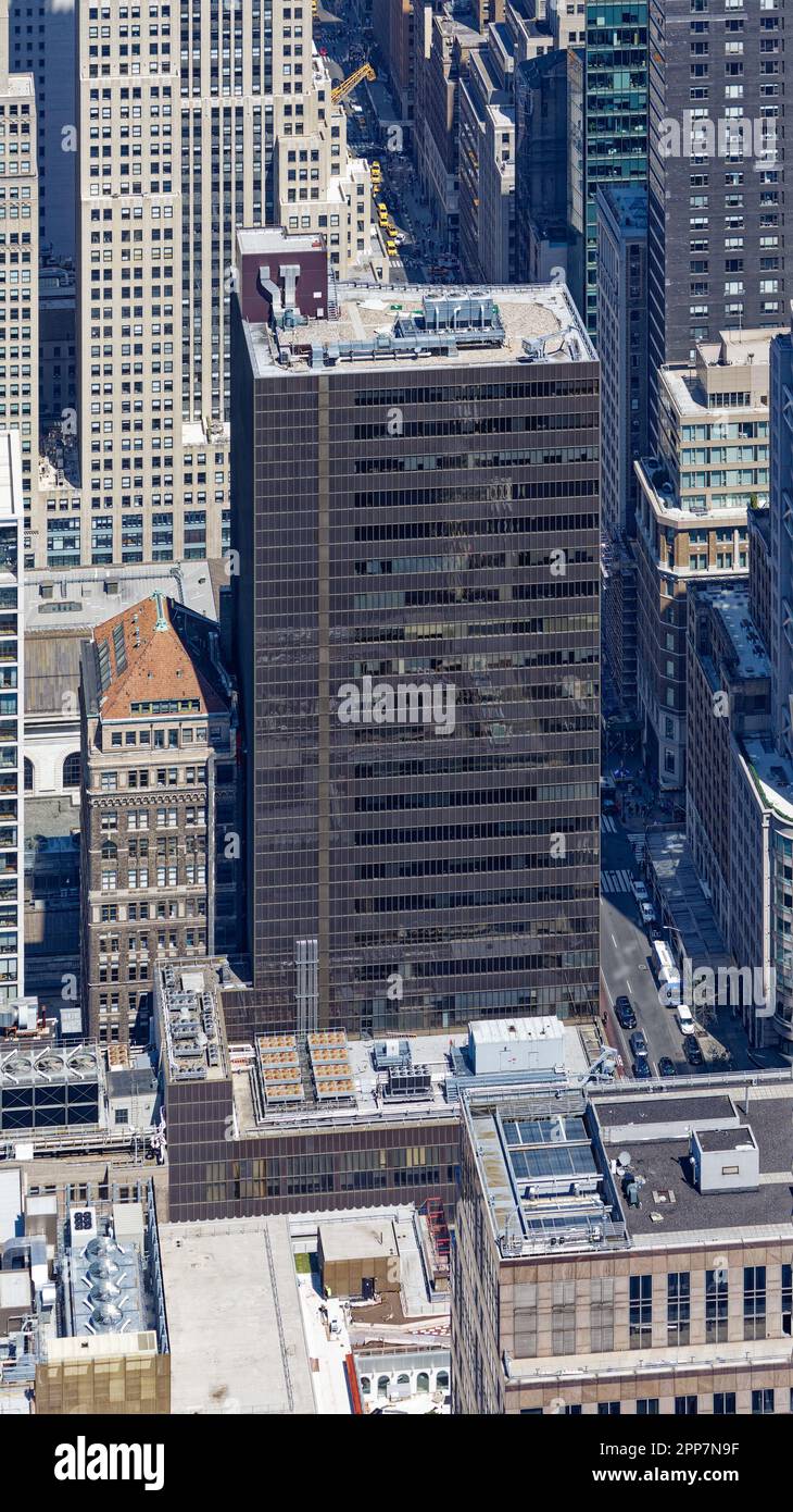 HSBC Tower, 452 Fifth Avenue, has a dark glass curtain wall for its ...