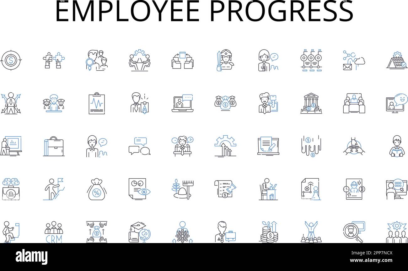 Employee progress line icons collection. Extraction, Analysis, Patterns ... Employee progress line icons collection. Extraction, Analysis, Patterns ...
