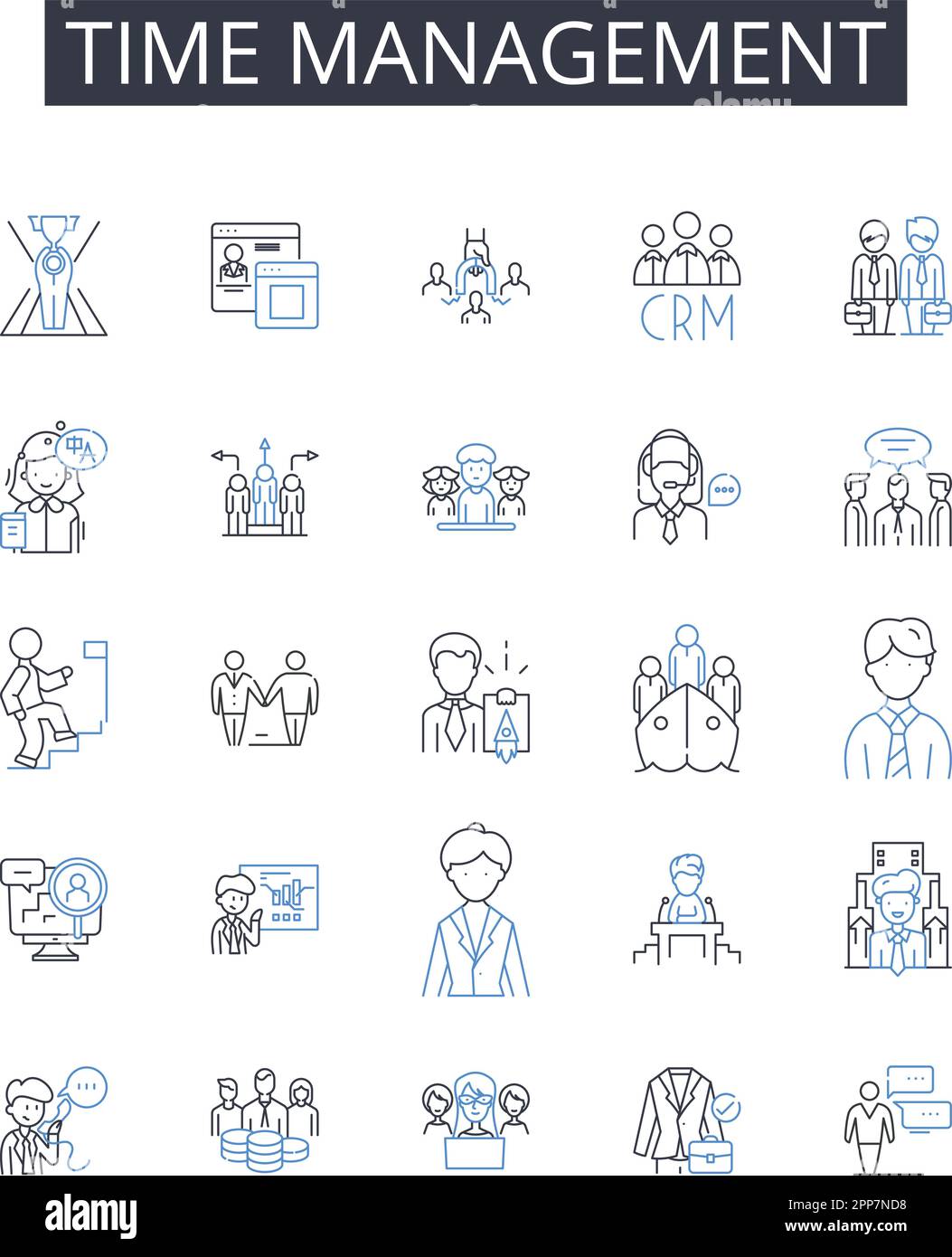 Time management line icons collection. Goal setting, Task scheduling ... Time management line icons collection. Goal setting, Task scheduling ...