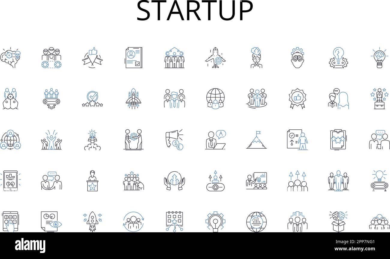 Startup line icons collection. Leadership, Experience, Strategy, Vision ...