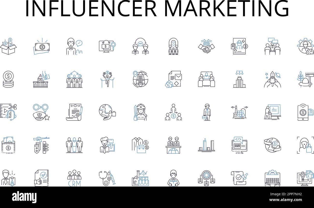 Influencer Marketing line icons collection. Visionary, Motivator ...