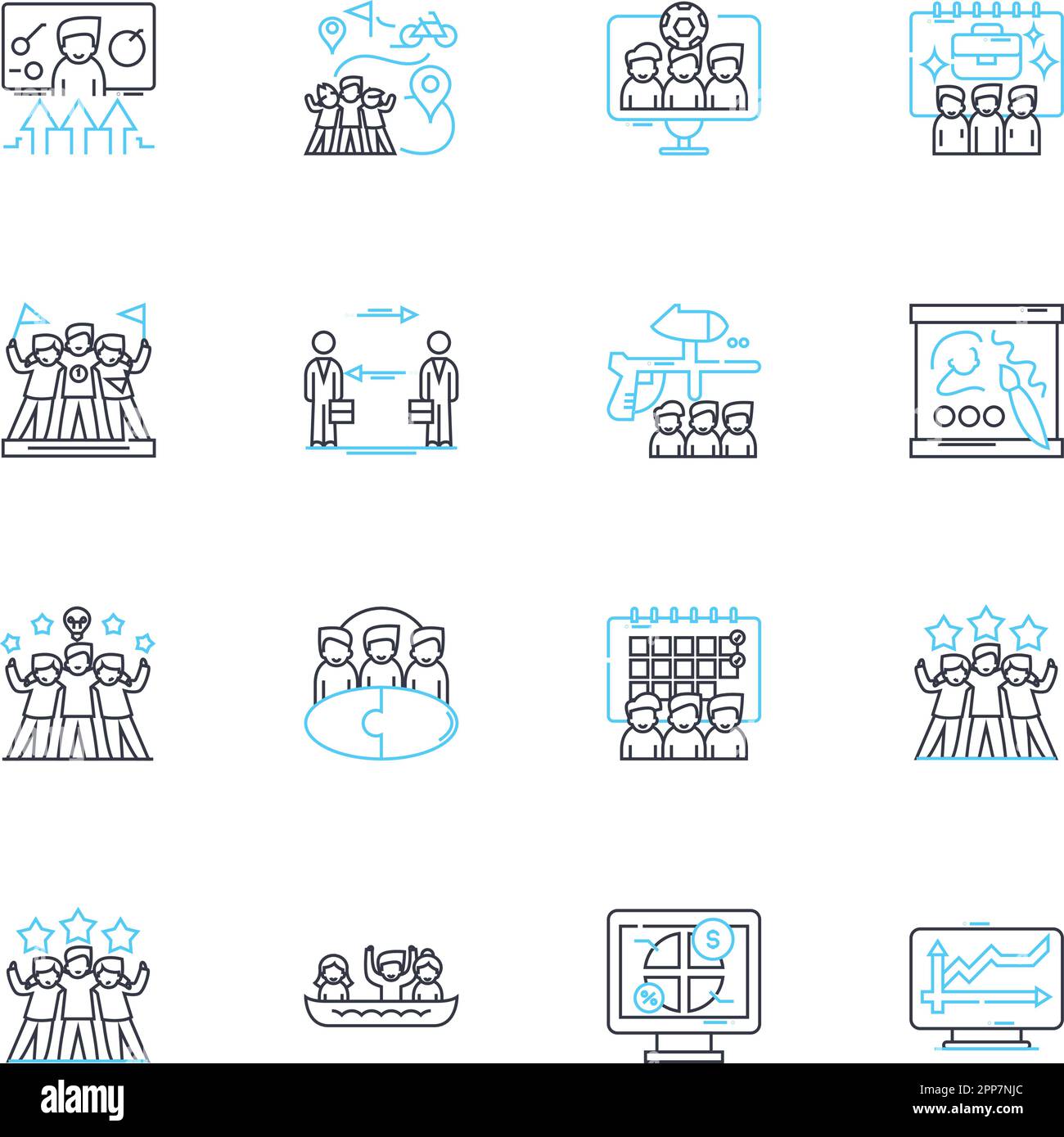 Project Team Linear Icons Set Collaboration Coordination Communication Leadership