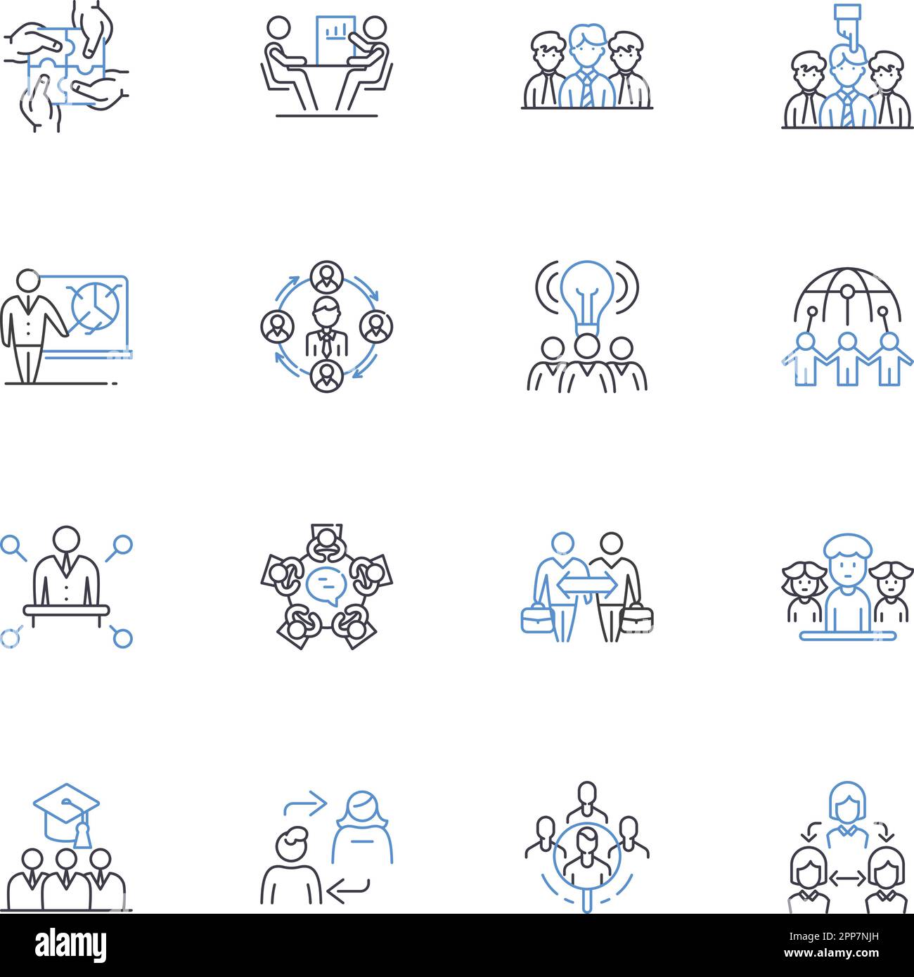 Symposium line icons collection. Conference, Discussion, Seminar, Panel, Forum, Colloquium ...