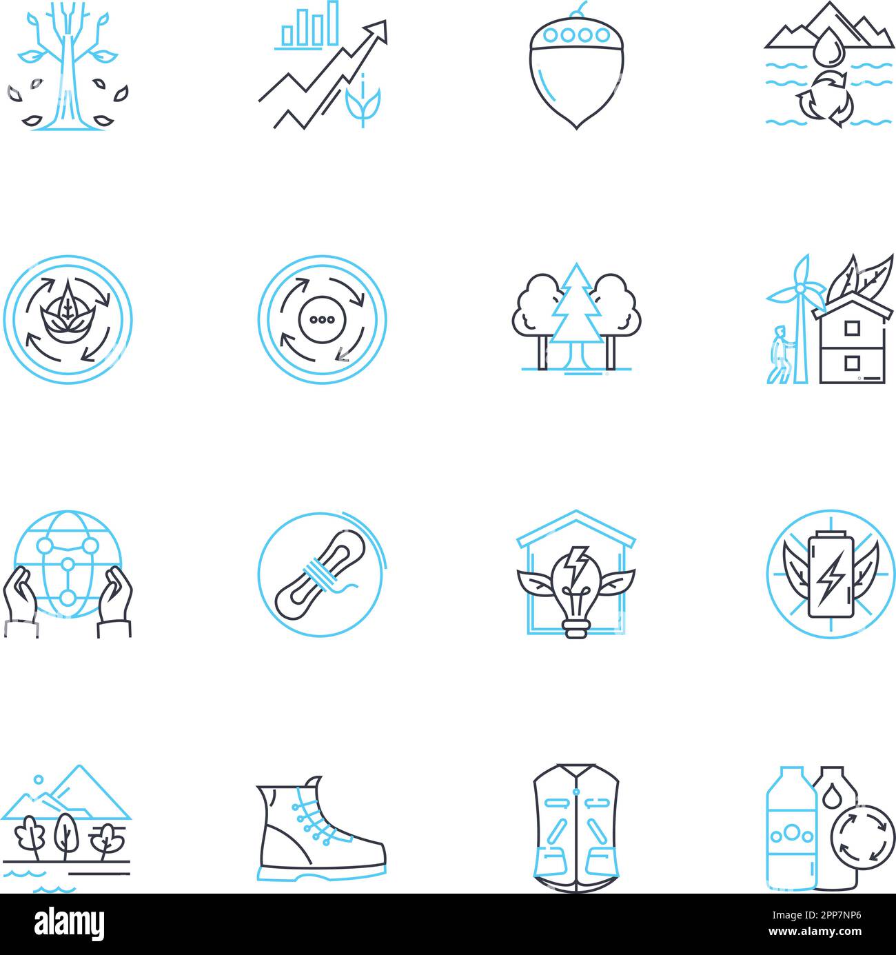 Organic farm linear icons set. Sustainability, Harvest, Soil, Crops ...