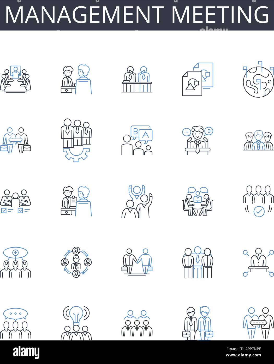 Management Meeting Line Icons Collection Executive Gathering Gathering Of Leaders