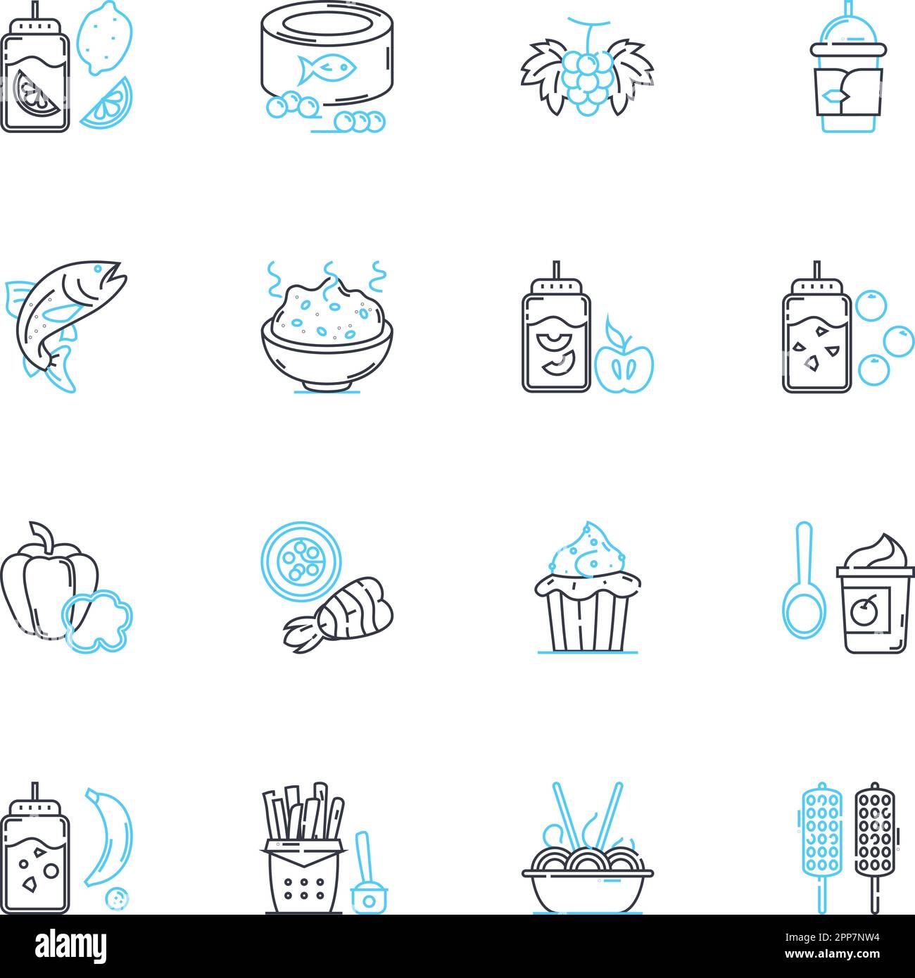 Pizza parlor linear icons set. Pizza, Dough, Toppings, Oven, Delivery ...