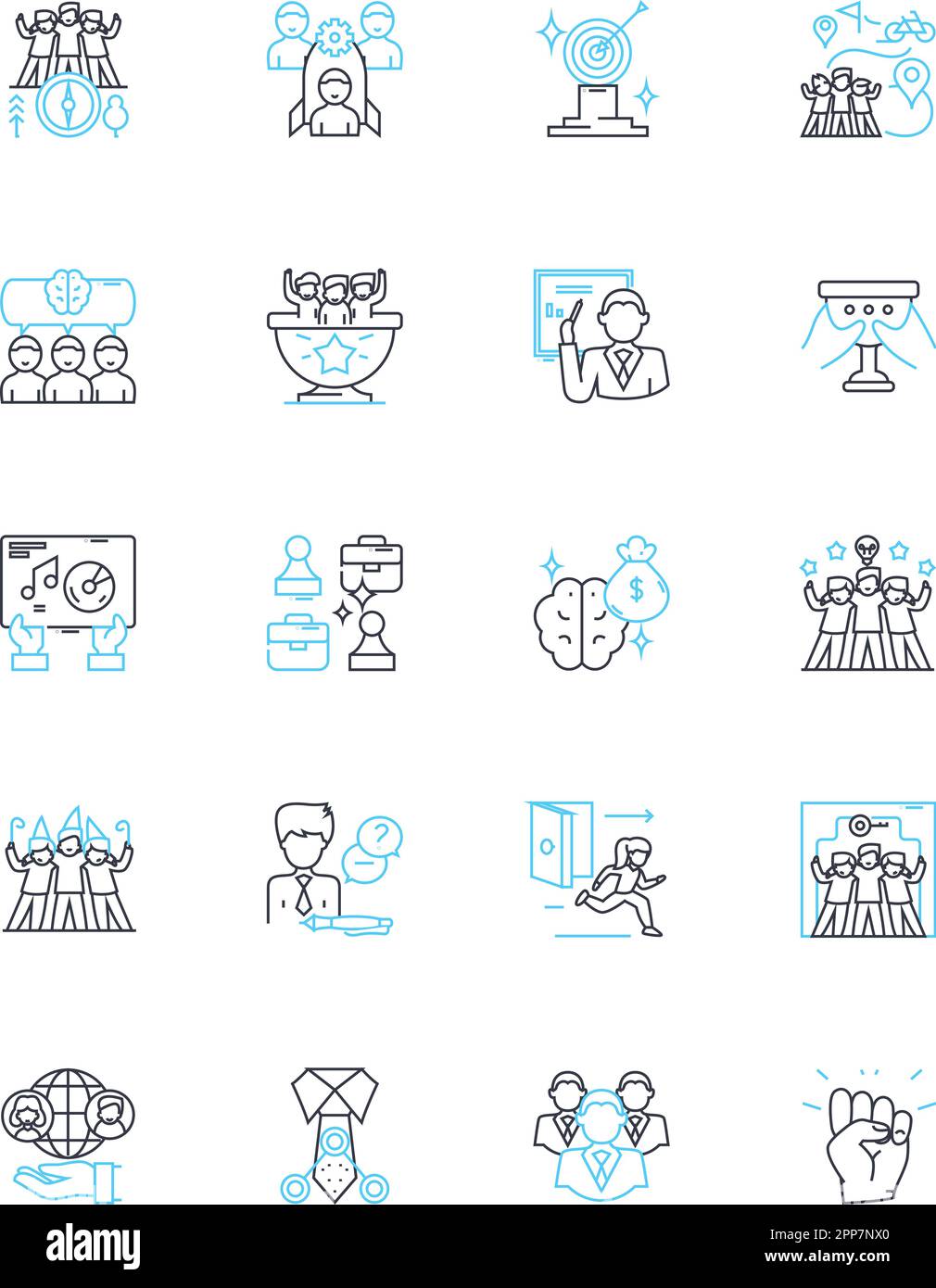 Staff development linear icons set. Training, Growth, Improvement ...