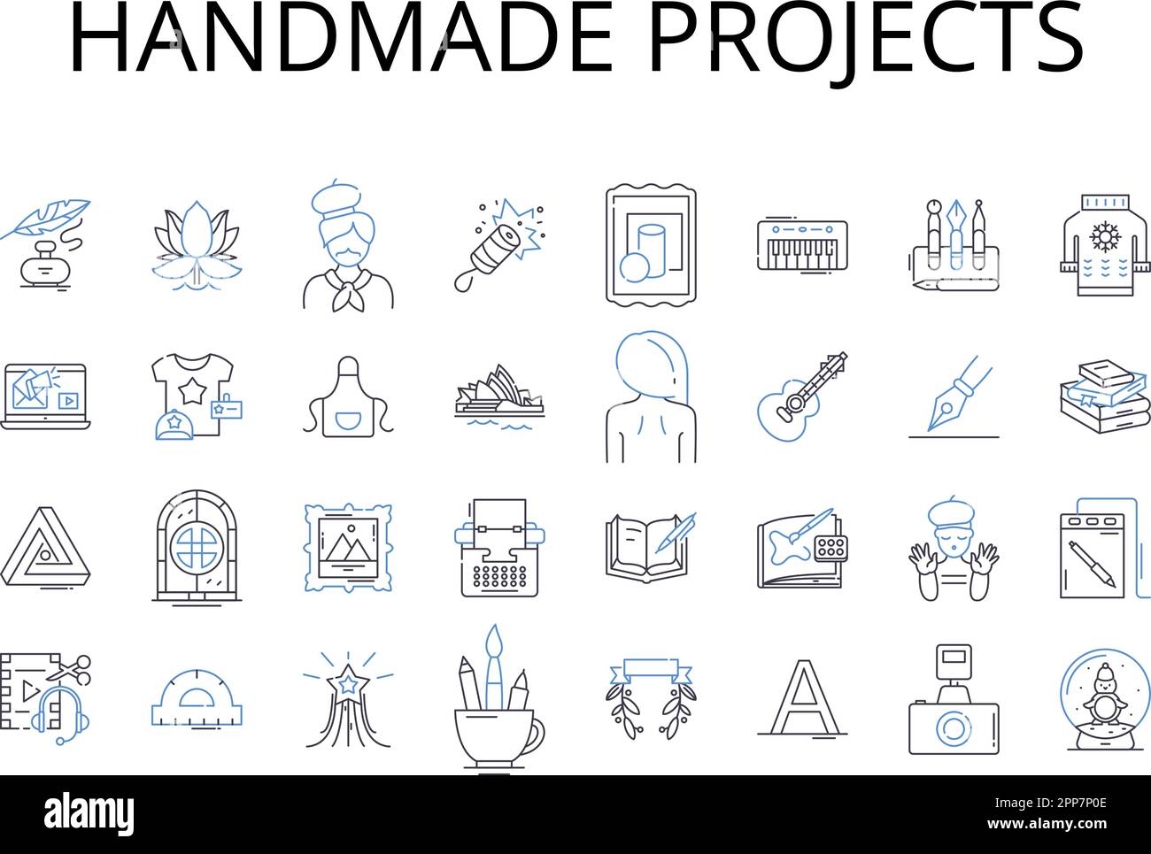Handmade projects line icons collection. Crafty creations, Artisanal ...