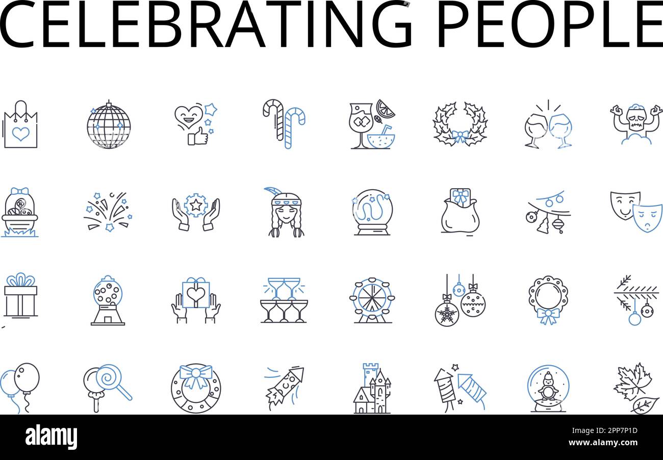 Celebrating people line icons collection. Applauding heroes, Honoring ...