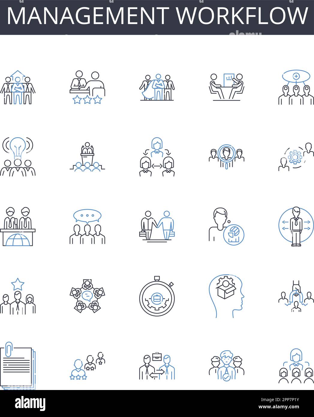 Management Workflow Line Icons Collection Project Management Creative