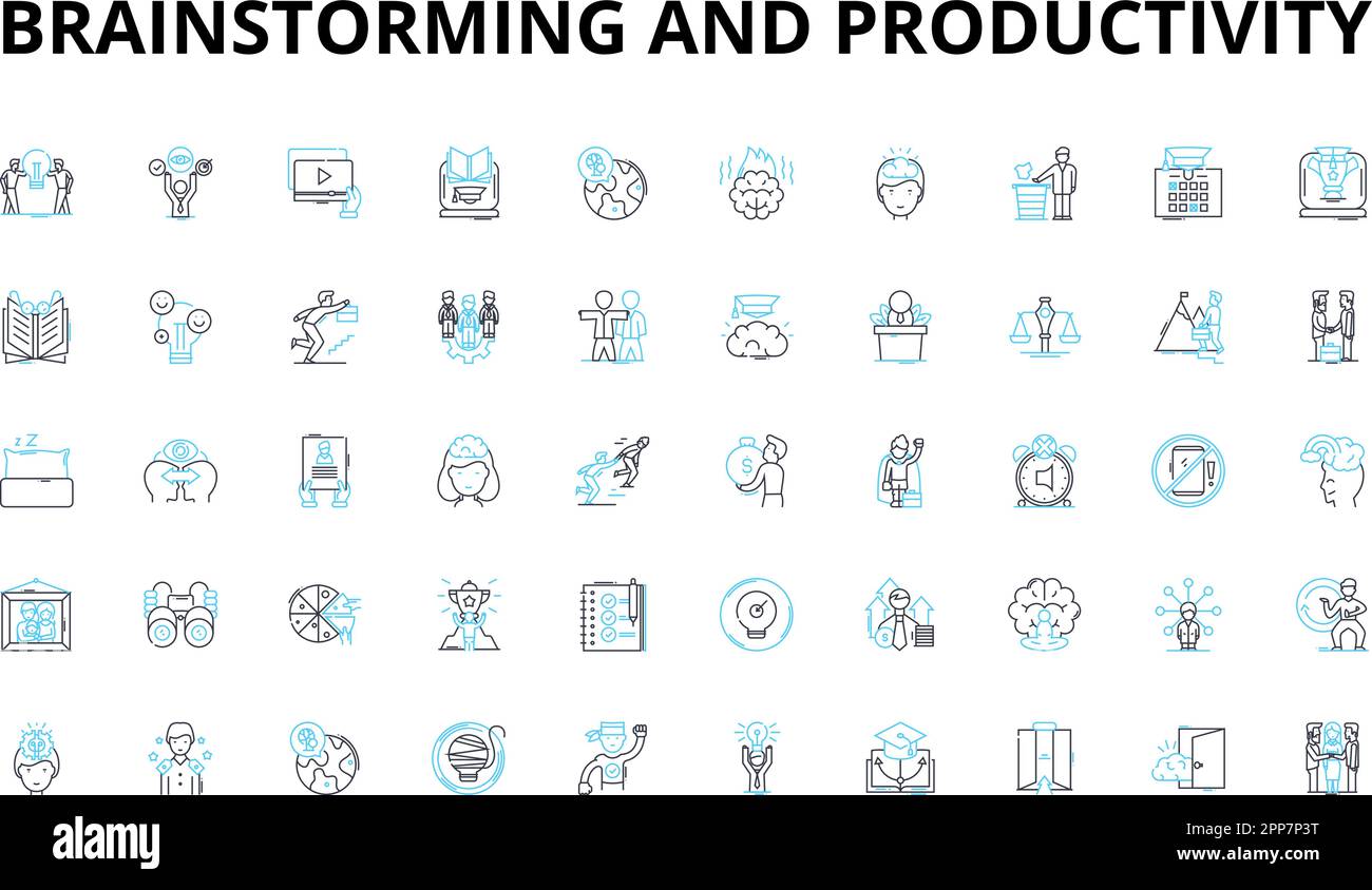 Brainstorming And Productivity Linear Icons Set Innovation Creativity