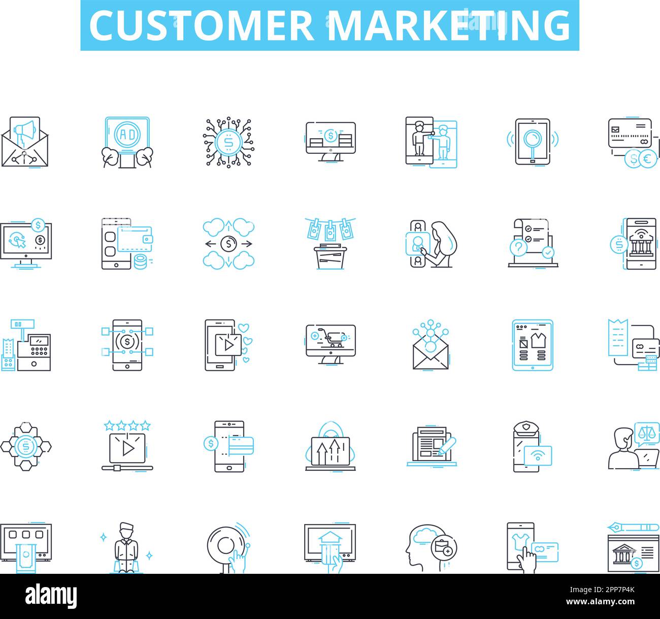 Customer Marketing linear icons set. Retention, Engagement, Loyalty ... Customer Marketing linear icons set. Retention, Engagement, Loyalty ...