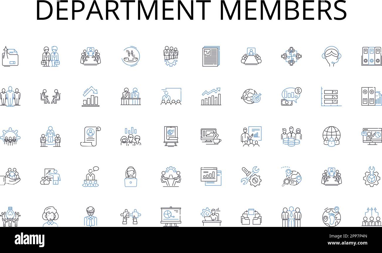 Department members line icons collection. Welding, Machining, Cutting ...