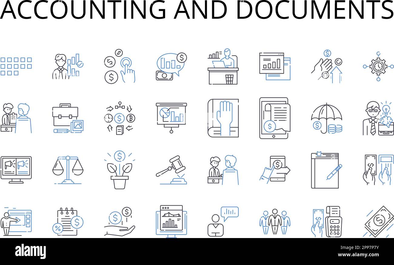 Accounting and documents line icons collection. Bookkeeping, Financial management, Record ...