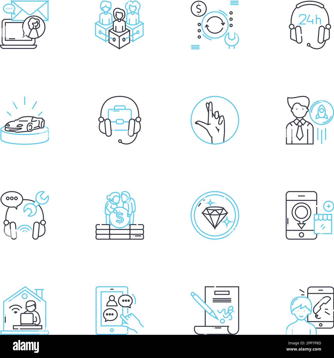 Patron rapport linear icons set. Trust, Relationship, Communication ...