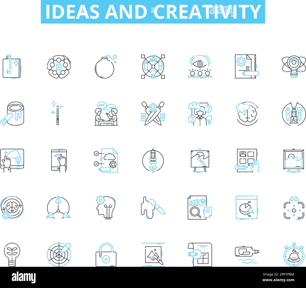 Ideas and creativity linear icons set. Ingenuity, Innovation ... Ideas and creativity linear icons set. Ingenuity, Innovation ...