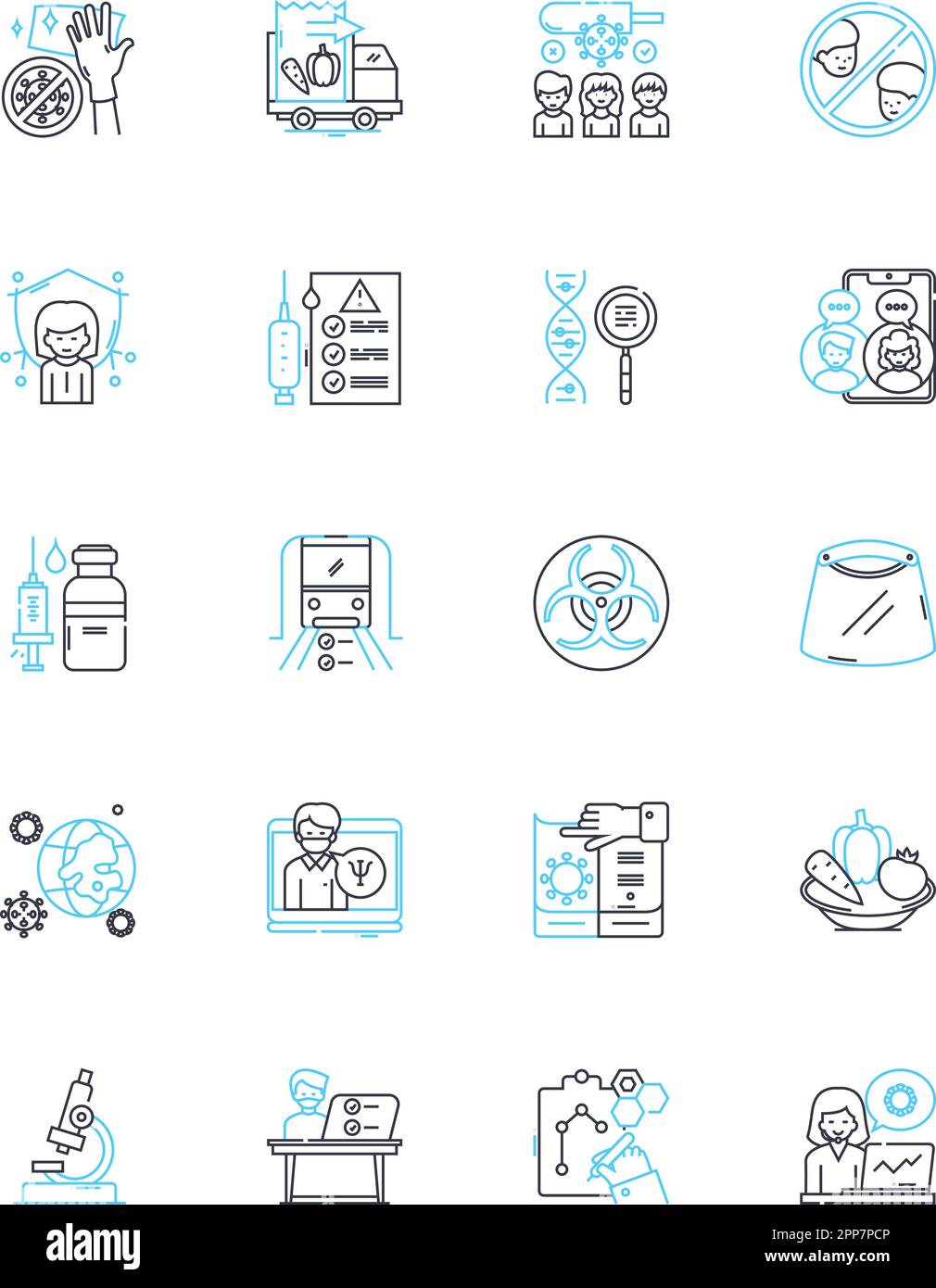 Prokaryotes linear icons set. Bacteria, Archaea, Microorganisms ...