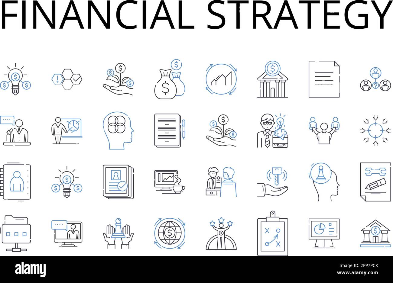 Financial strategy line icons collection. Marketing plan, Business ...