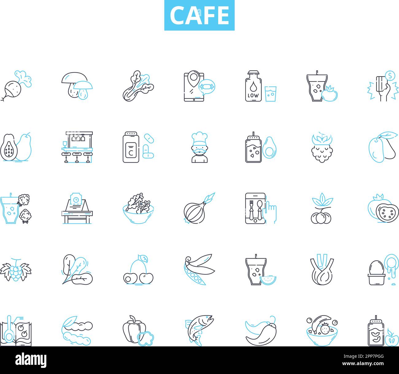 Cafe linear icons set. Cozy, Espresso, Sandwiches, Breakfast, Artisan ...