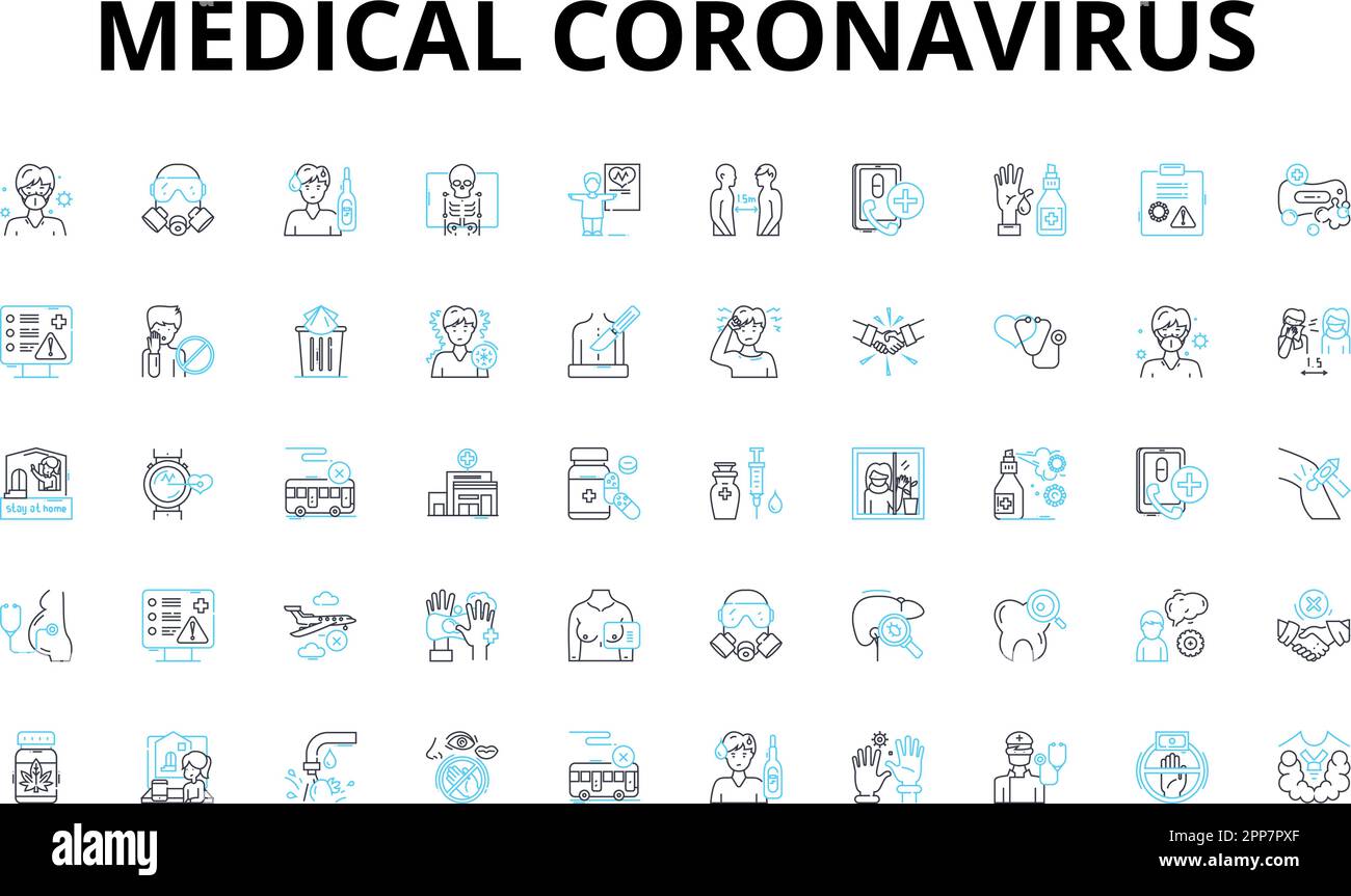Medical coronavirus linear icons set. Pandemic, Outbreak, Quarantine ...