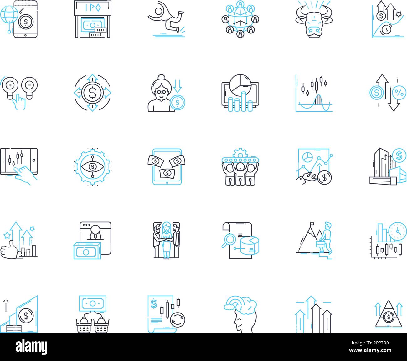 Wealth counseling linear icons set. Prosperity, Abundance, Investments ...