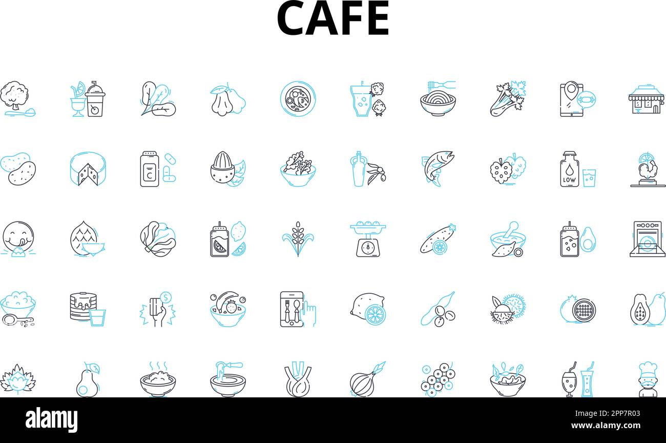 Cafe linear icons set. Cozy, Espresso, Sandwiches, Breakfast, Artisan ...