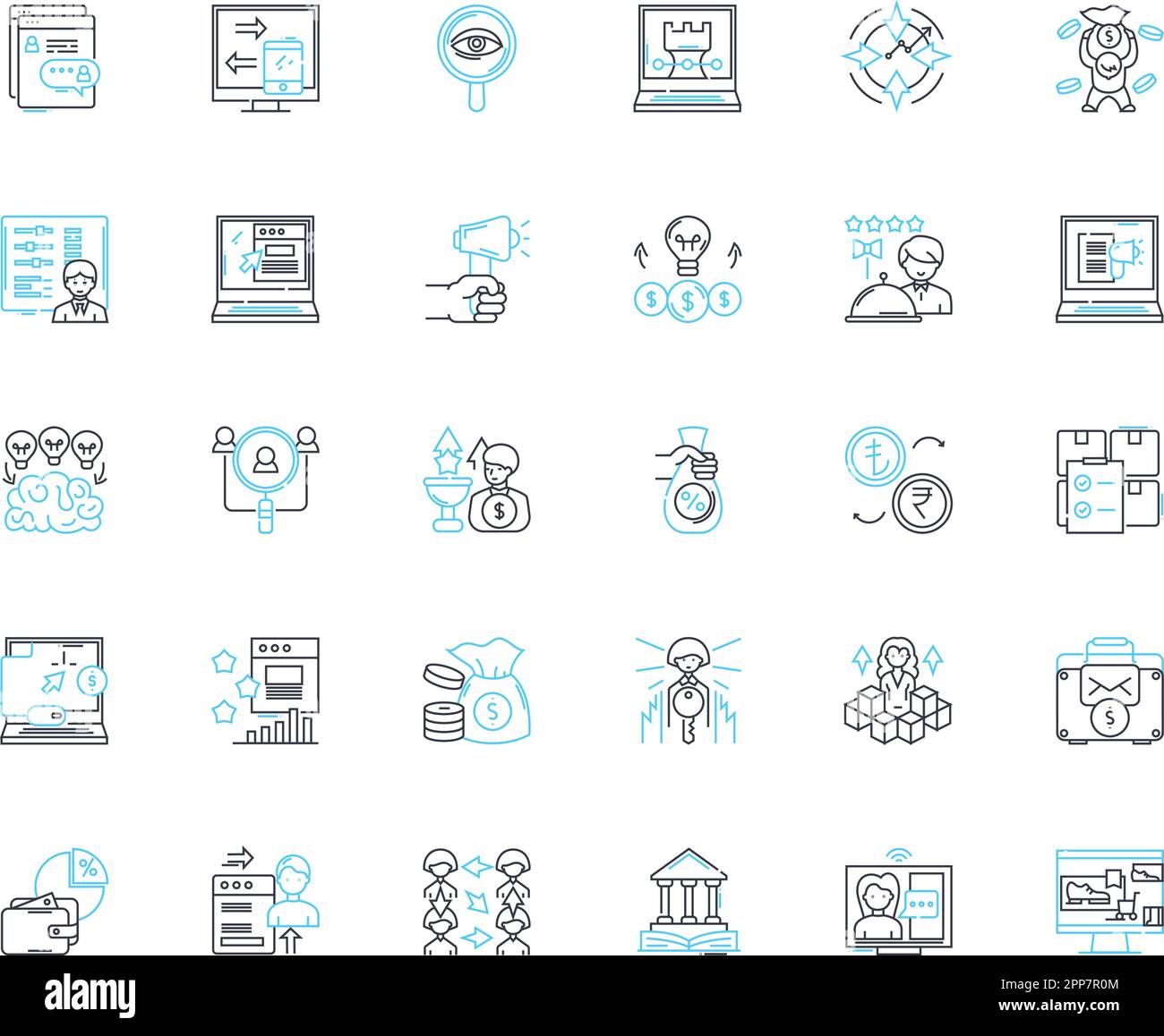 Financial Containment Linear Icons Set Budgeting Saving Frugality
