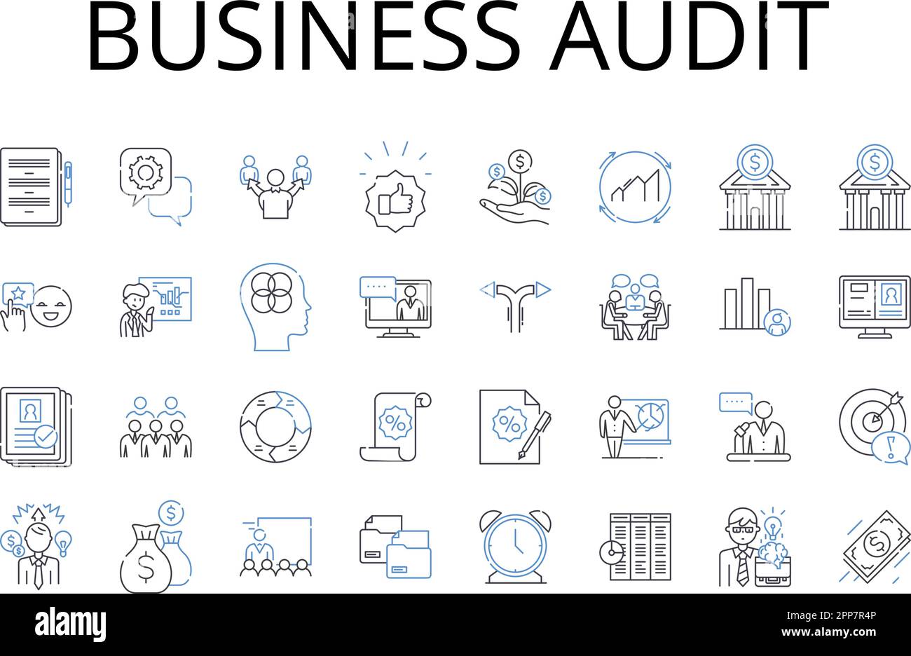Business audit line icons collection. Financial review, Performance ...