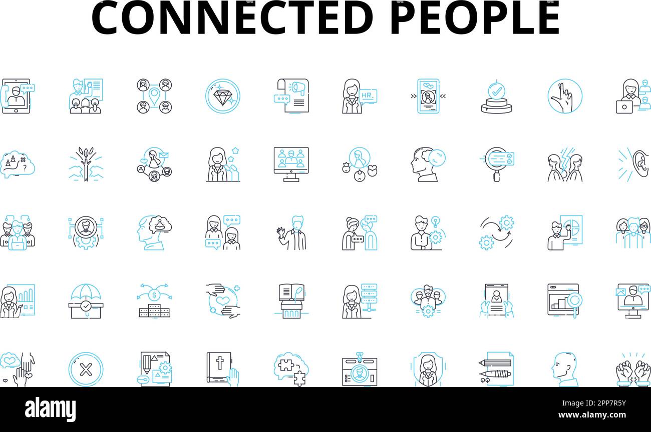 Connected people linear icons set. Nerking, Relationships, Interconnectedness, Collaboration ...