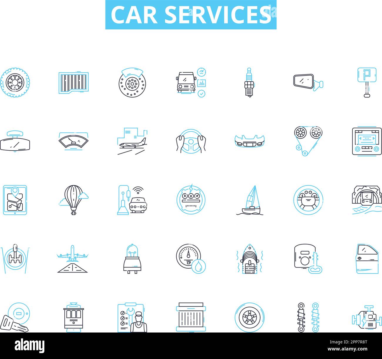 Car services linear icons set. Maintenance, Repair, Detailing ...