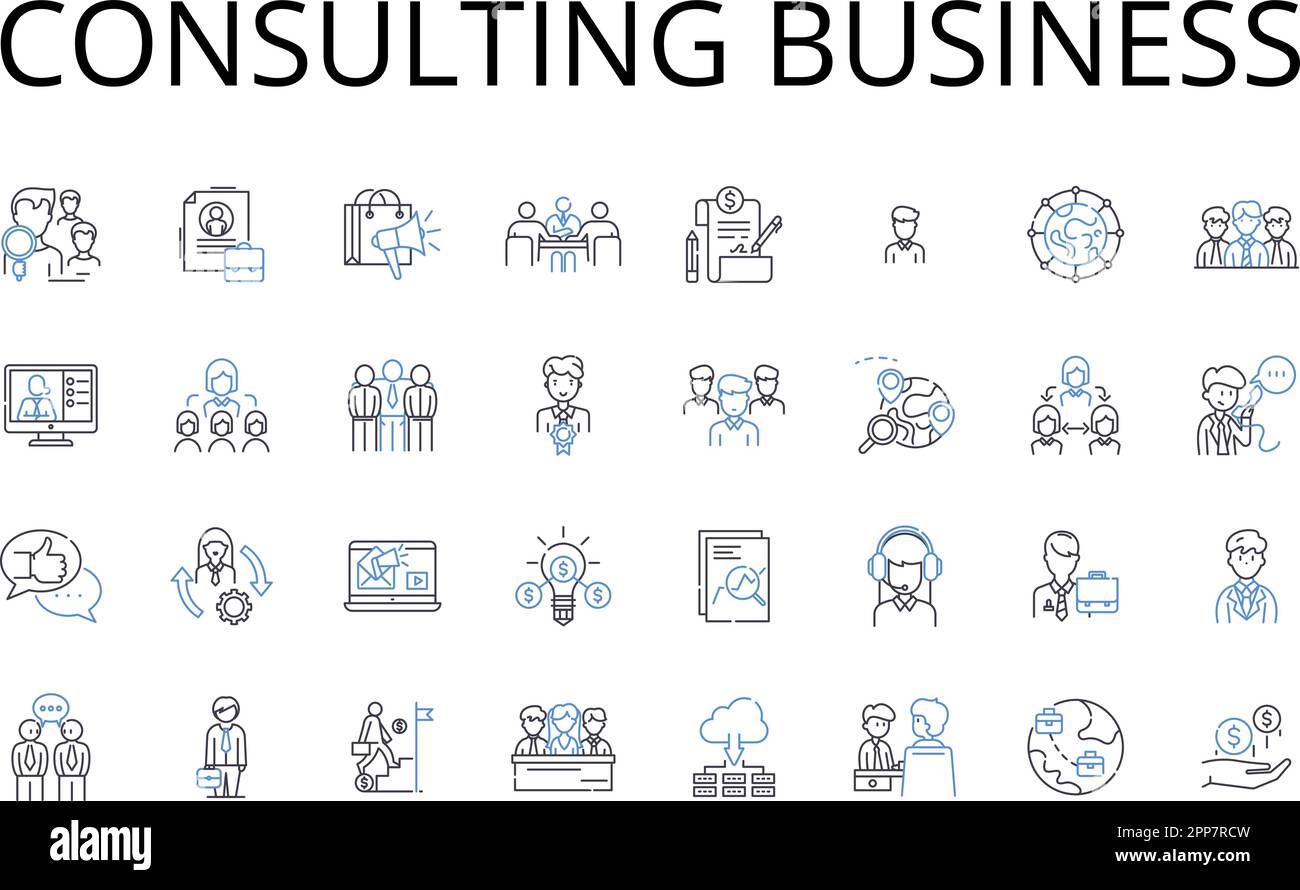 Consulting business line icons collection. Accounting firm, Advertising ...