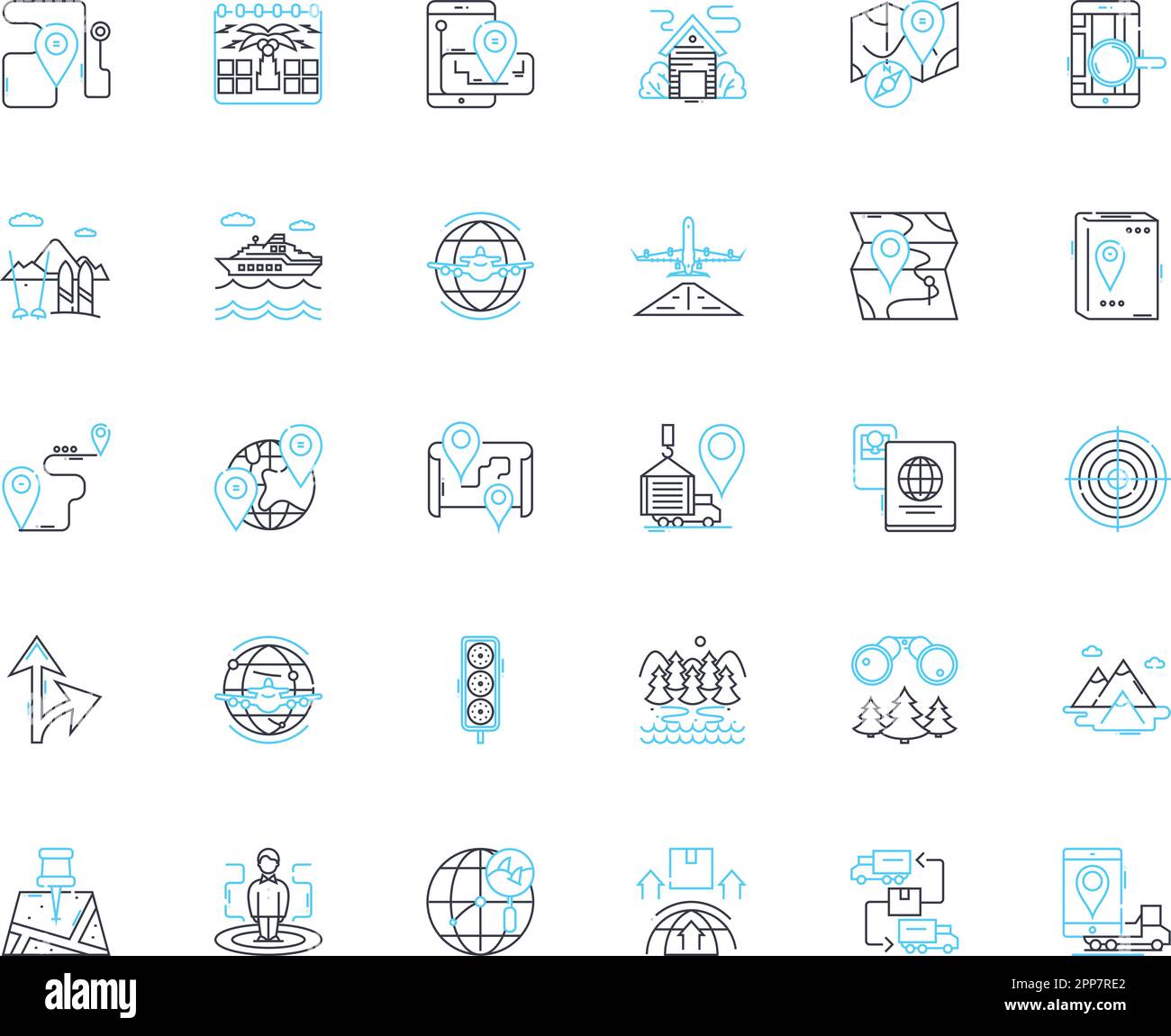 Location Tracking Linear Icons Set Geolocation Tracking Gps Navigation Map Positioning
