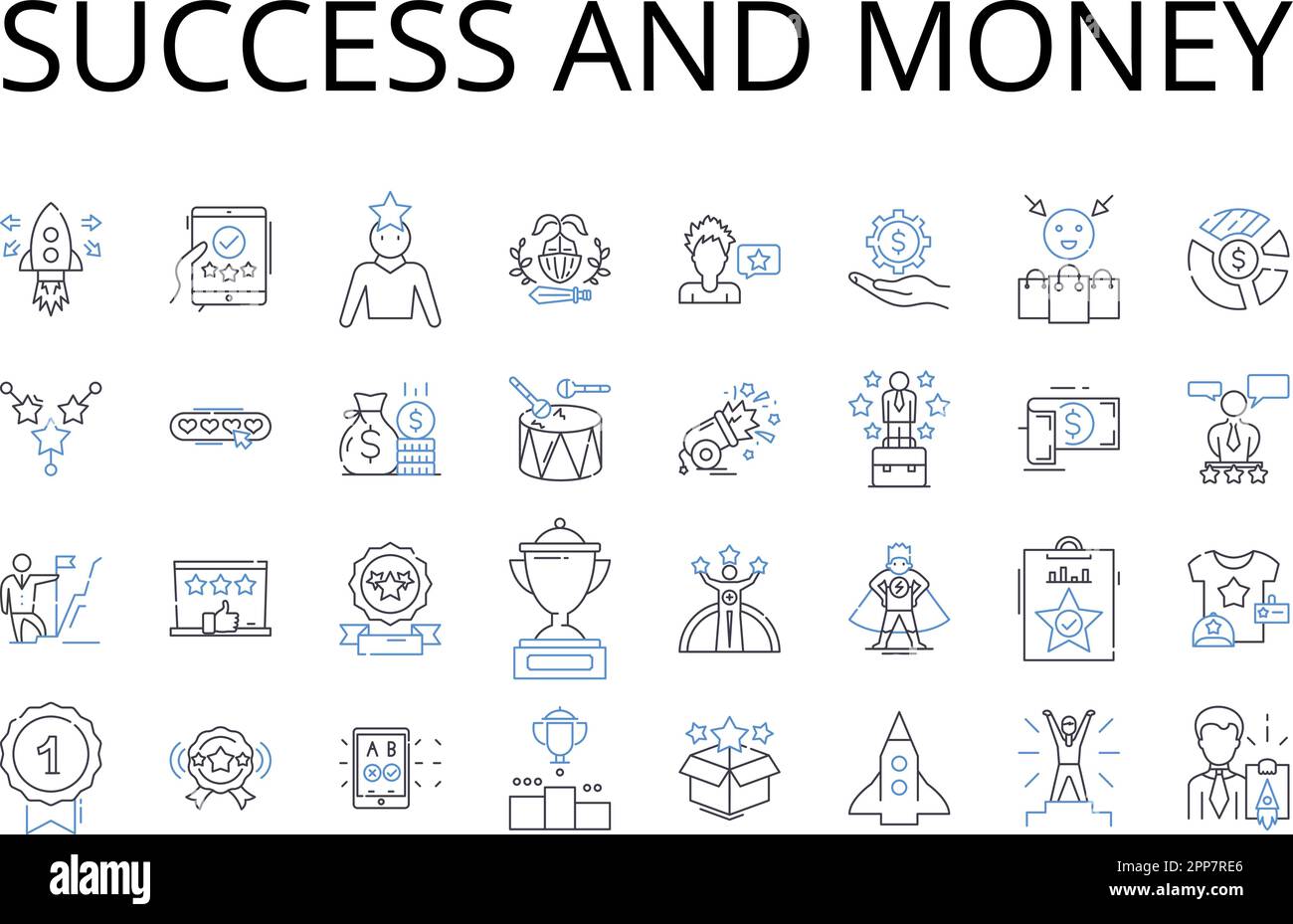 Success and money line icons collection. Wealth, Prosperity, Fortune ...