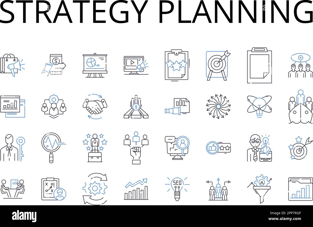 Strategy planning outline icons collection. Goal setting, Action plan ...
