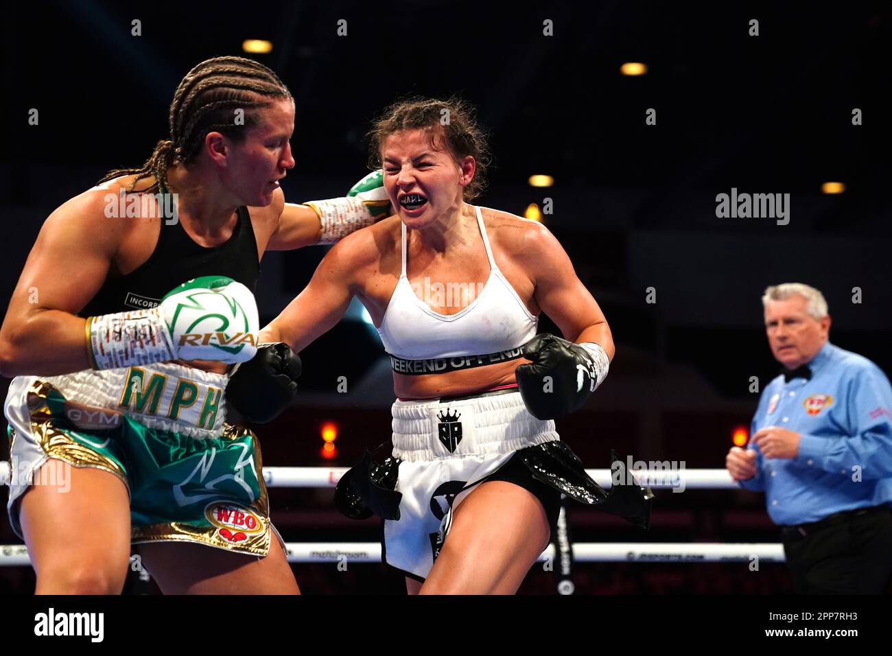 Sandy Ryan (centre) and Marie Pier Houle (left) in the WBO World Welter ...