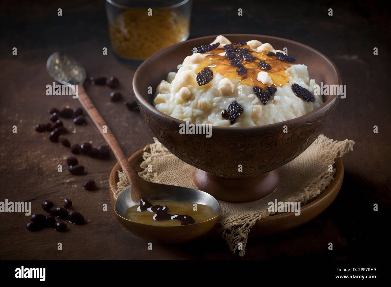 A Taste of Home: Rustic Rice Pudding on a Cozy Evening Stock Photo - Alamy