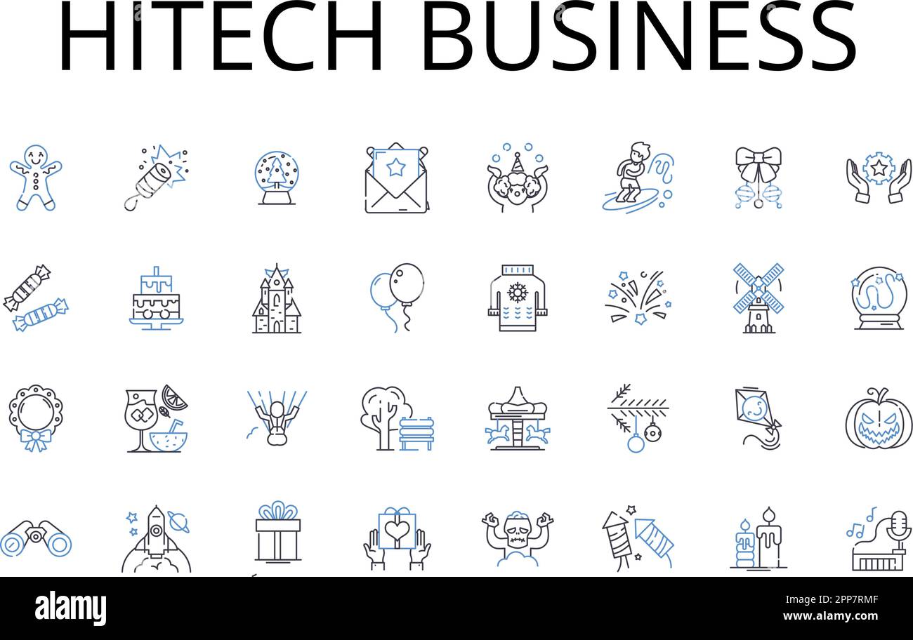 Hitech business line icons collection. Technology enterprise, Digital ... Hitech business line icons collection. Technology enterprise, Digital ...