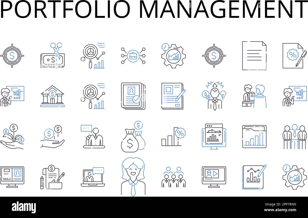 portfolio management line icons collection. Investment planning, Asset ... portfolio management line icons collection. Investment planning, Asset ...