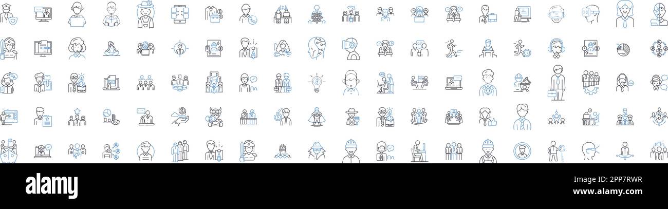 Desk duty line icons collection. Security, Watchful, Alertness ...