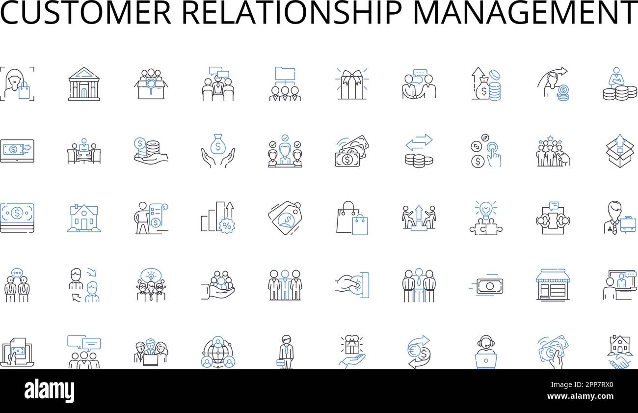 Customer relationship management line icons collection. Smartph, Laptop ...