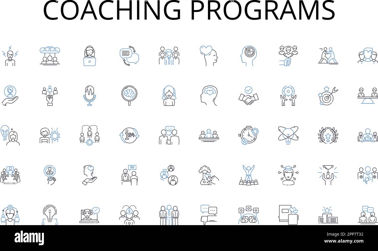 Coaching programs line icons collection. Success, Achievement, Growth ...