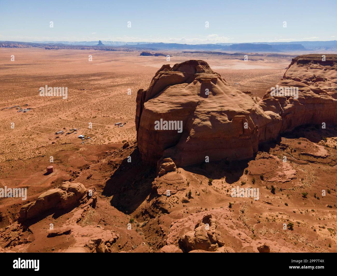 Aerial photoghraph of Oljato-Monument Valley with Agathla in the ...