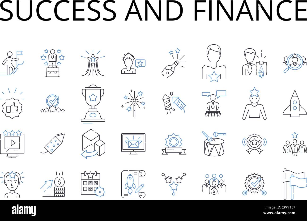 Success and finance line icons collection. Wealth and prosperity, Power ...
