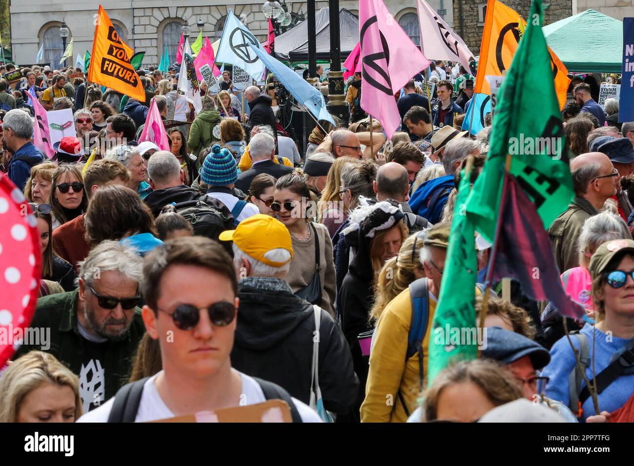 London, UK. 22nd Apr, 2023. Thousands of Extinction Rebellion members ...