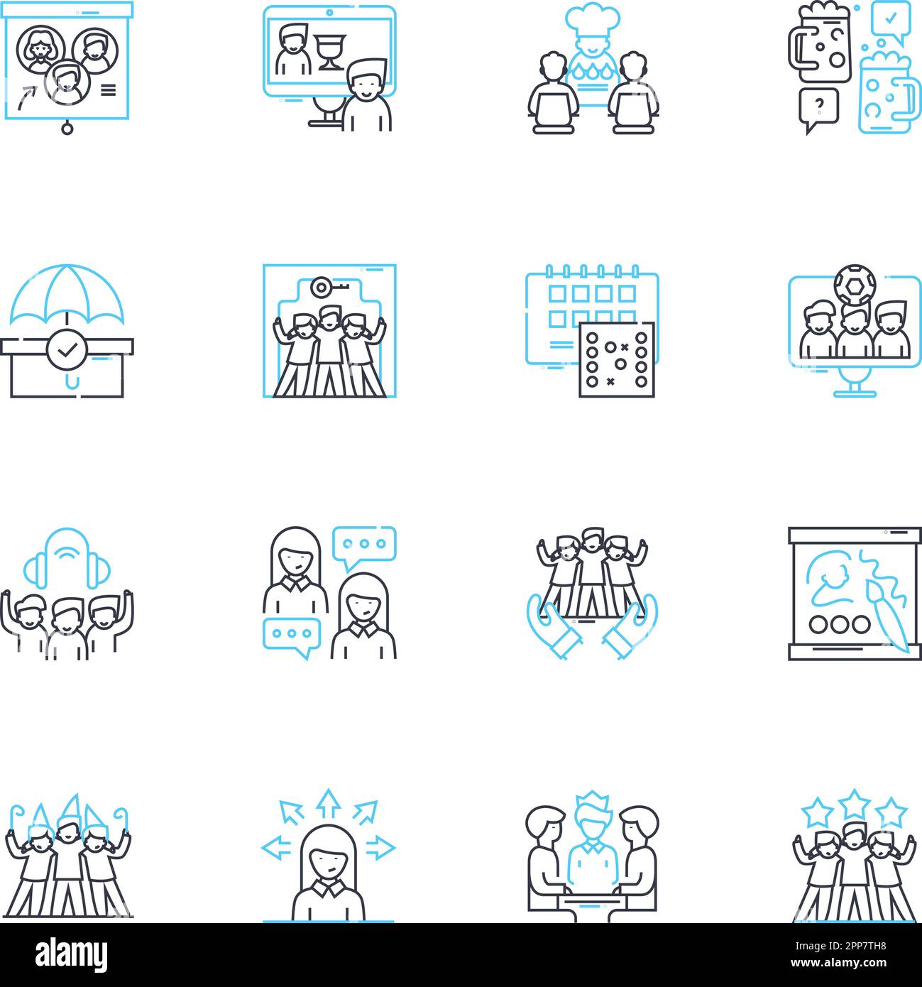 Encounter linear icons set. Meeting, Confrontation, Chance, Run-in ...