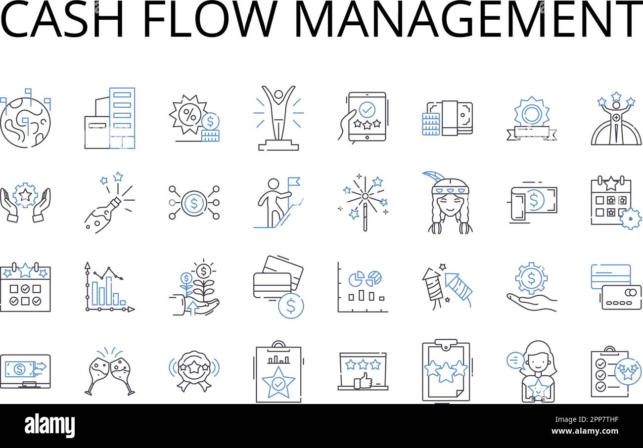 Cash flow management line icons collection. Revenue forecasting, Profit optimization, Expense ...