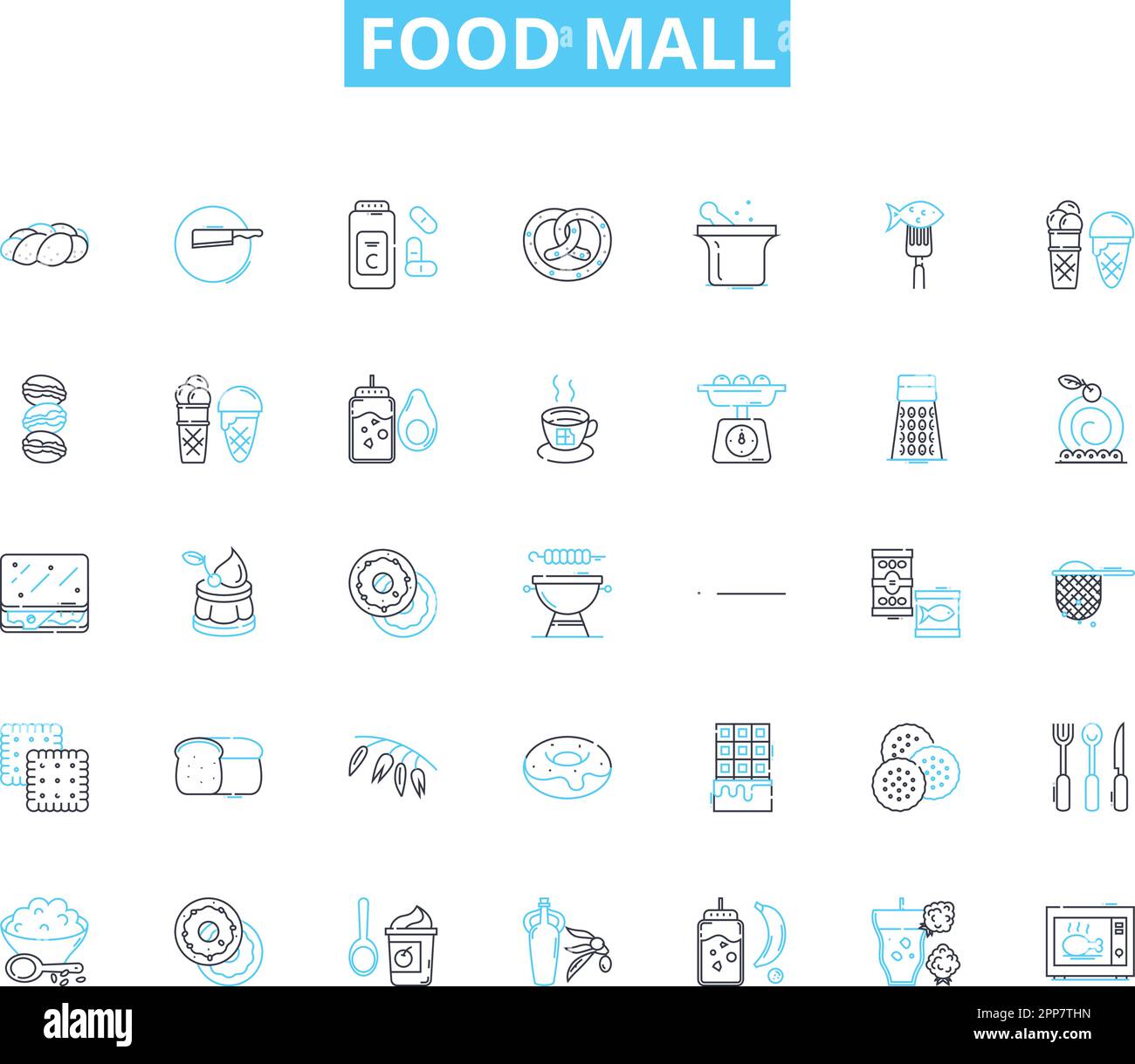 Food mall linear icons set. Foodie, Gourmet, Casual, Vibrant, Tasty ...