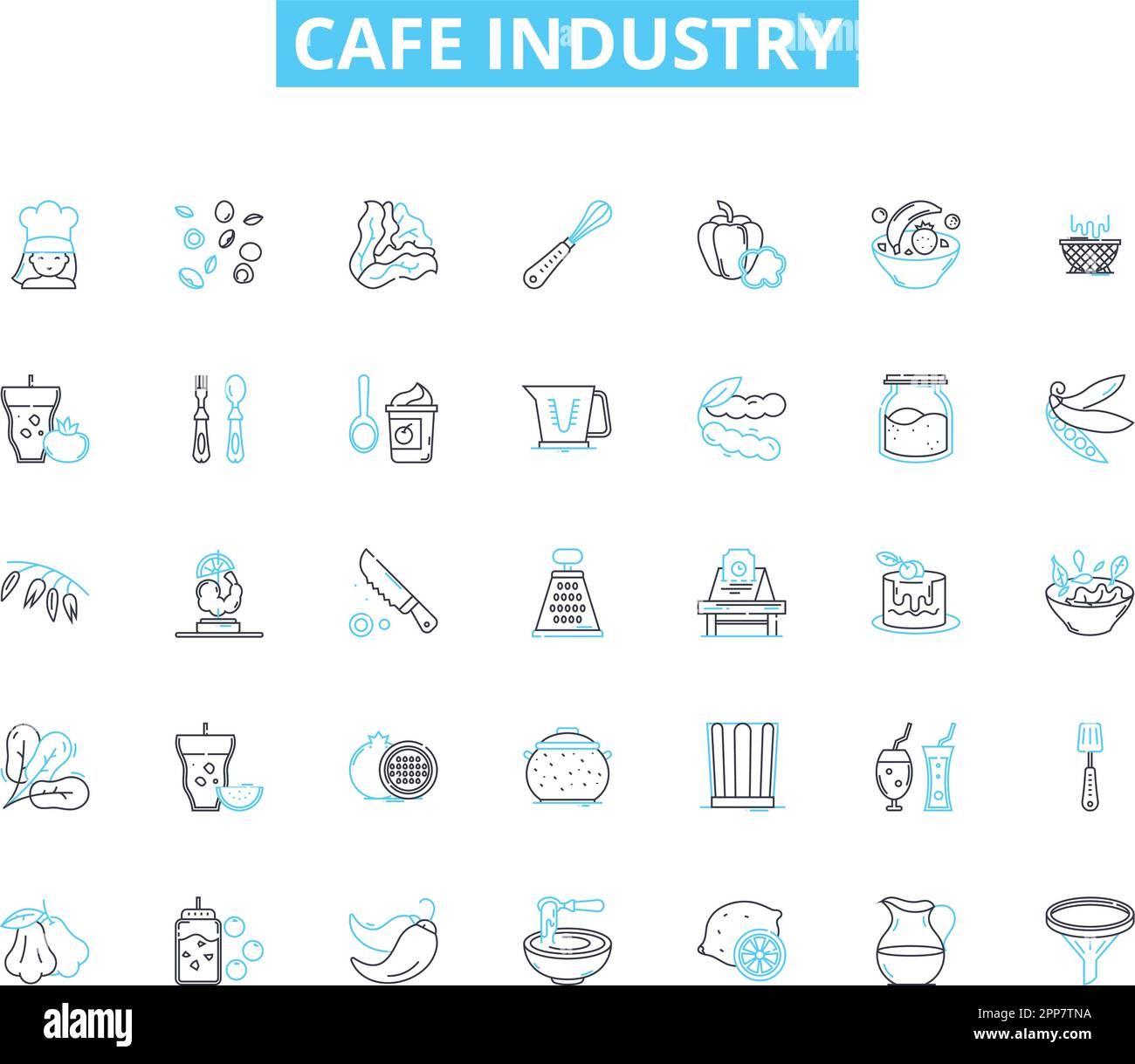Cafe industry linear icons set. Coffee, Espresso, Latte, Cappuccino ...