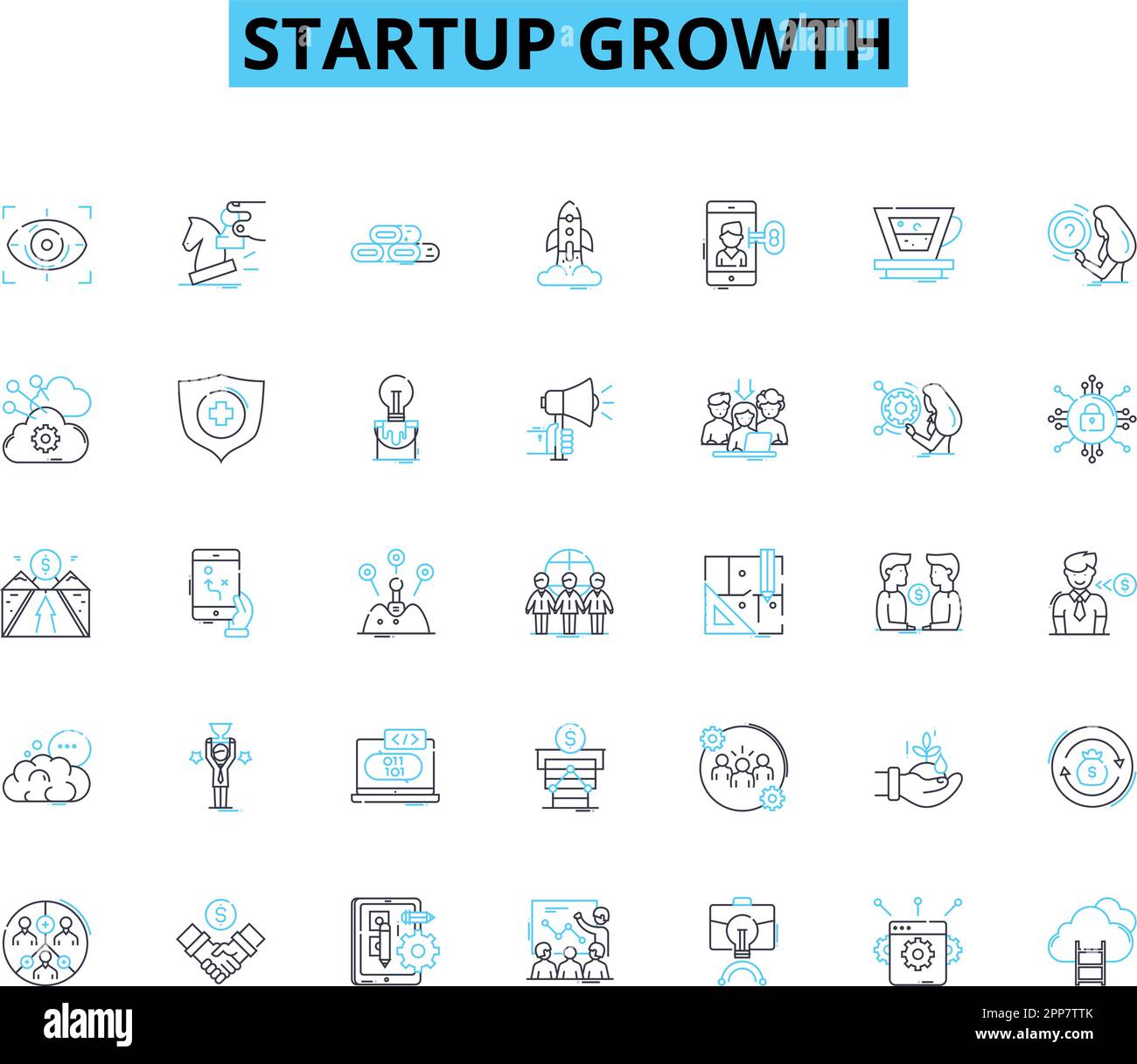 Startup growth linear icons set. Innovation, Scaling, Expansion ...