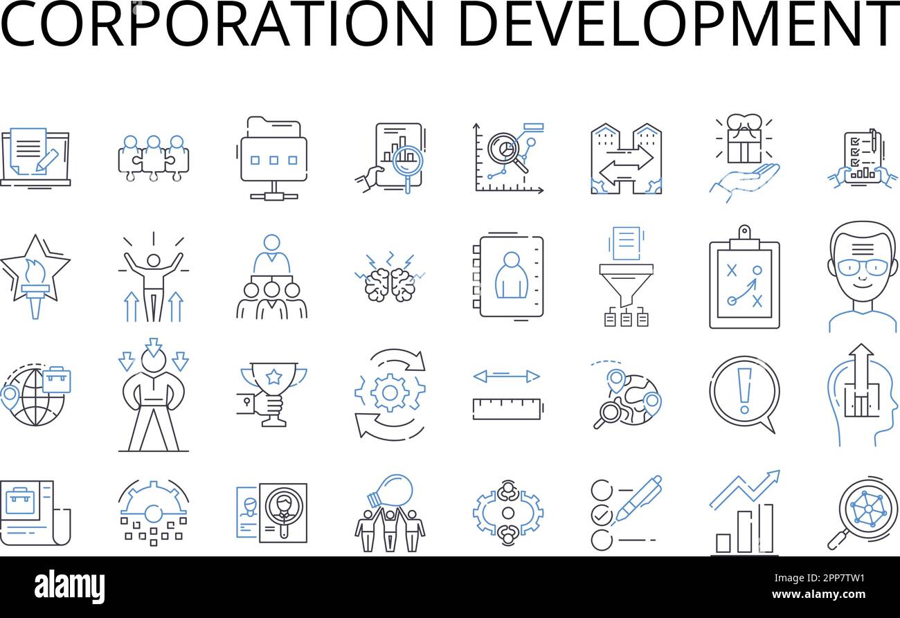 Corporation development line icons collection. Business expansion ... Corporation development line icons collection. Business expansion ...